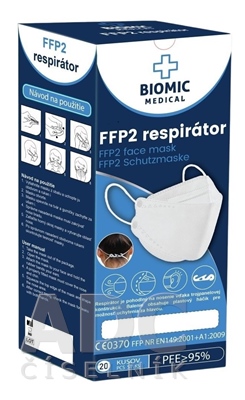 BIOMIC Respirátor FFP2, 3-panelový - ADC.sk